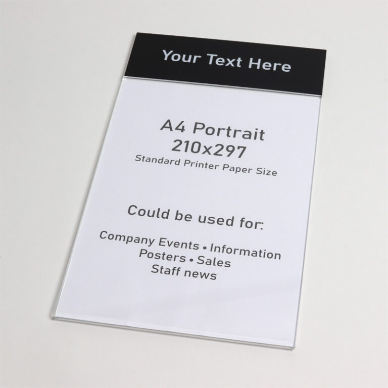 Wall Mounted Poster Holder with Custom Header - A4 Portrait